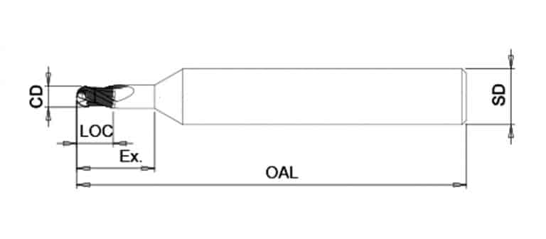 PCD end-mill - micro ball-nose